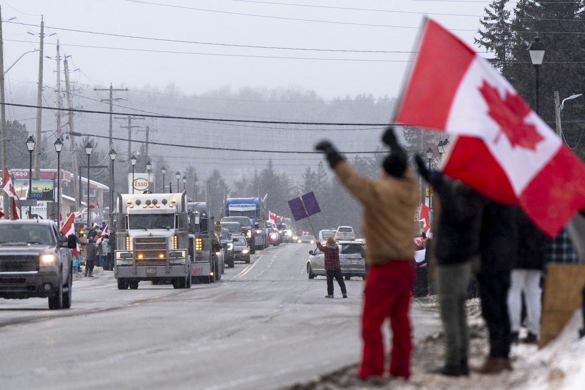 Crowds gather in Ontario and New Brunswick to cheer on parts of trucker ...